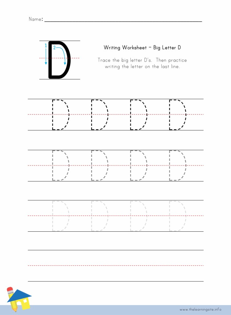 Big Letter D Writing Worksheet The Learning Site