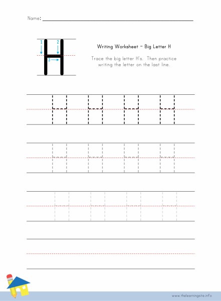Big Letter H Writing Worksheet – The Learning Site