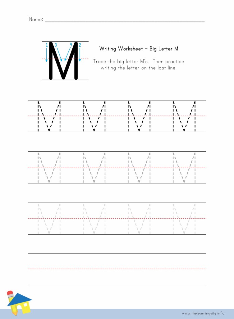Big Letter M Writing Worksheet The Learning Site Big Letter M Writing Worksheet The Learning Site