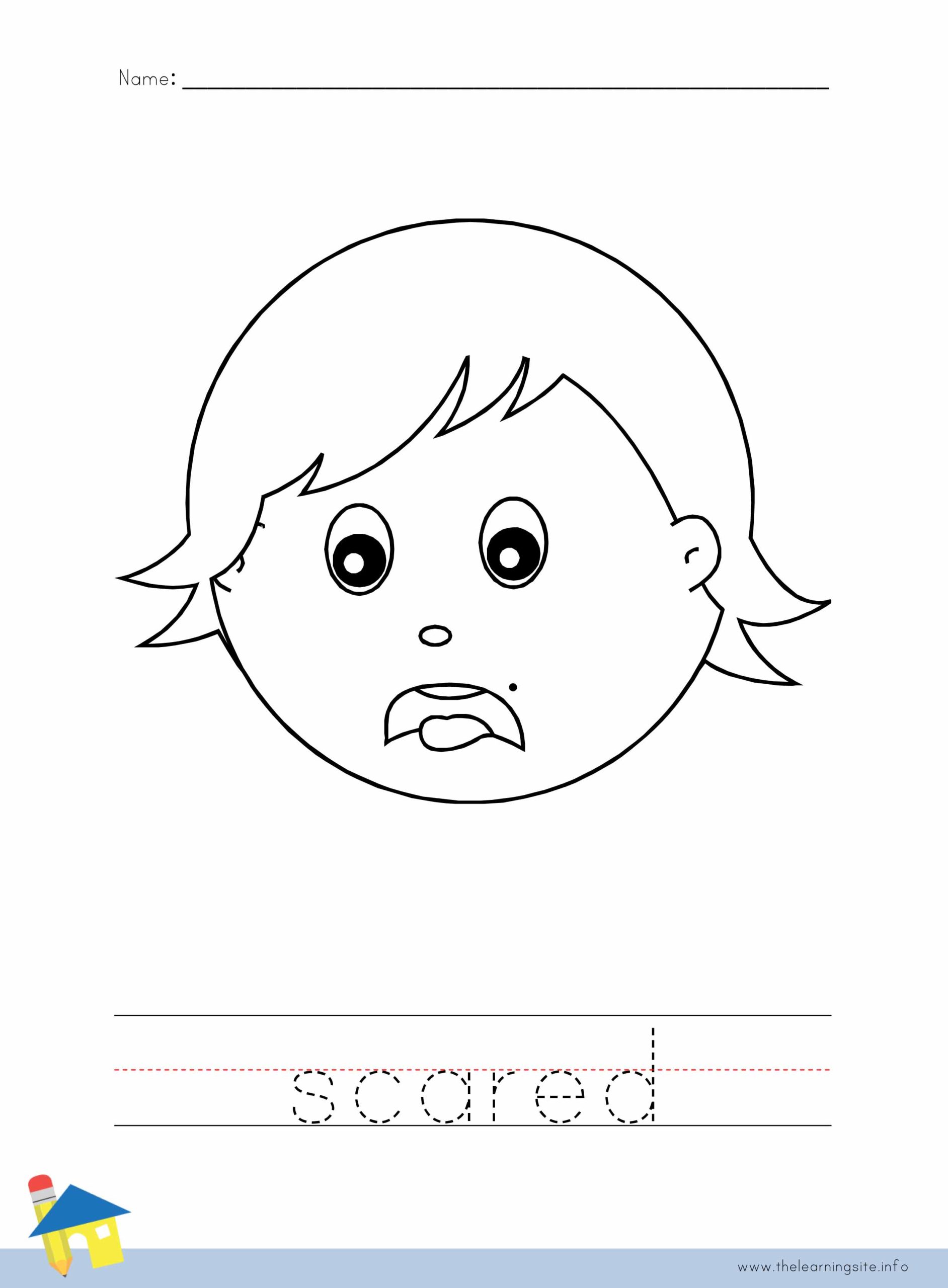 Scared Face Coloring Page Scared Face Coloring Page
