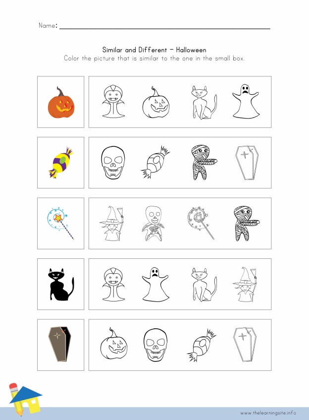 Halloween Similar and Different Worksheet 4 – The Learning Site