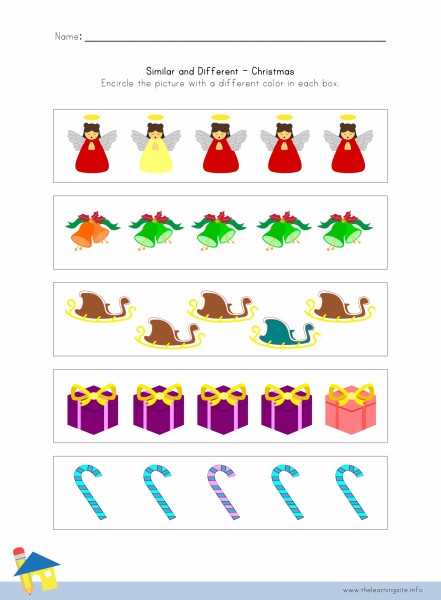 Christmas Similar and Different Worksheet 1 – The Learning Site