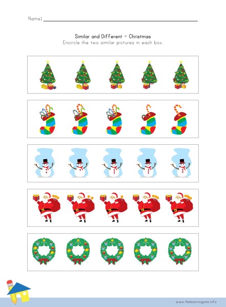 Christmas Similar and Different Worksheet 3 – The Learning Site