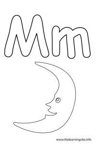 Letter M Flashcard – Moon – The Learning Site