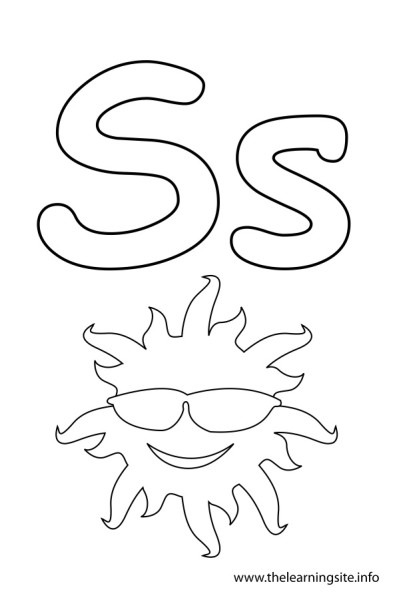 Letter S Flashcard – Sun – The Learning Site