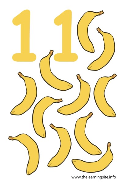 Number Eleven Flashcard – 11 Bananas – The Learning Site